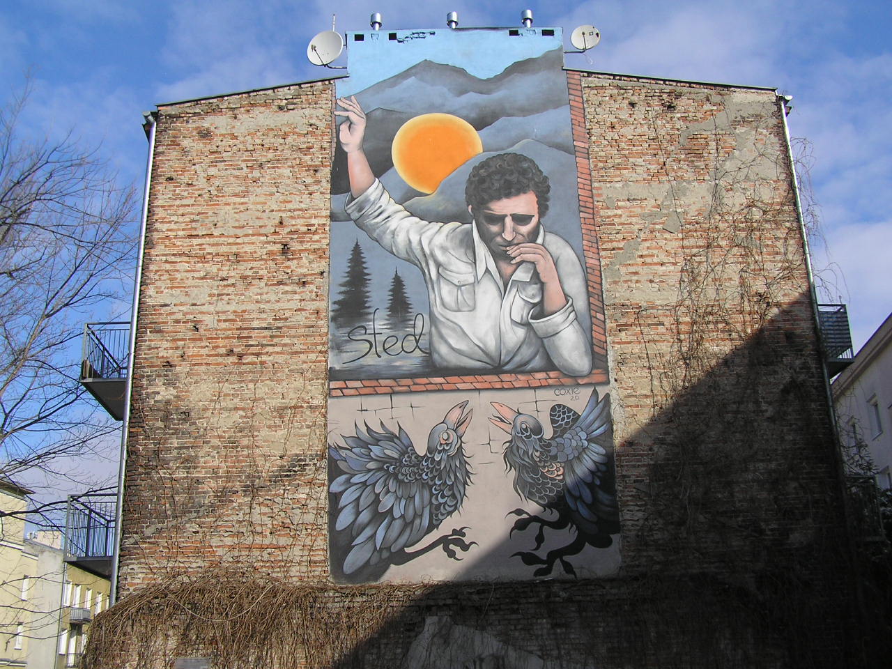Mural "Edward Stachura - Sted" - Rębkowska 4 - Sztuka - Twoja Praga